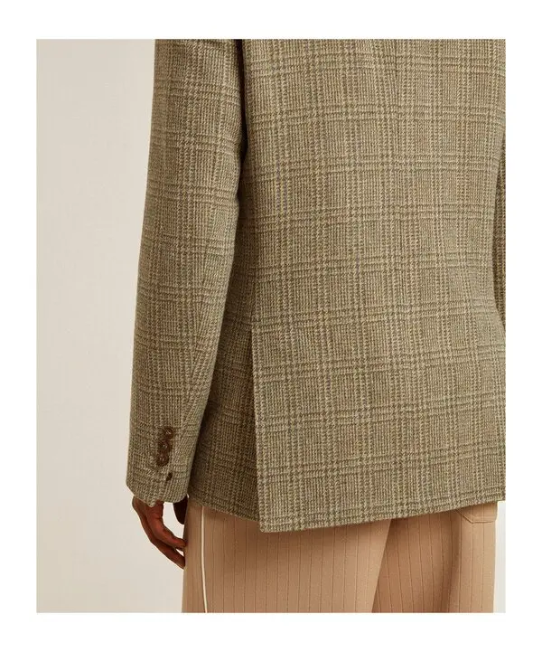 GOLDEN GOOSE Double-breasted Blazer In Shetland Wool - Sage
