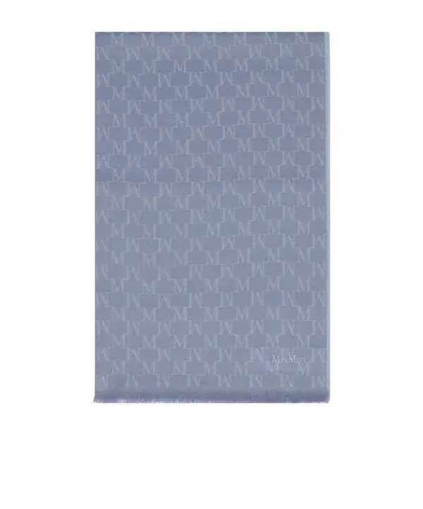 Max Mara Magico Logo Embroidered Scarf - Blue