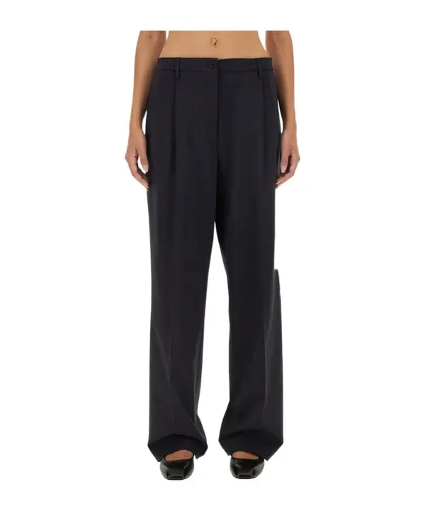 Aspesi Relaxed Fit Pants With Ruched Details - Black