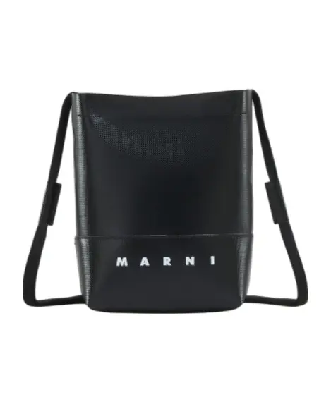 Marni Logo Print Shoulder Bag - Black