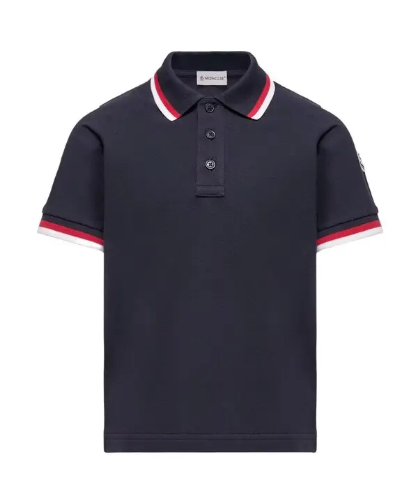 Moncler Tricolor Trim Polo Shirt - Midnight Blue