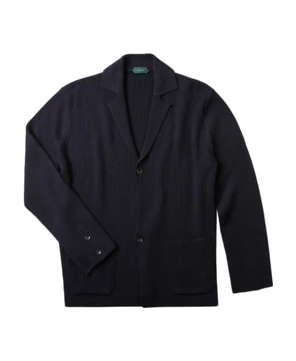 ZANONE Ribbed V-neck Knit Jacket