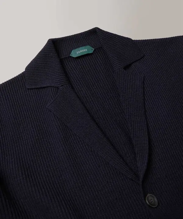 ZANONE Ribbed V-neck Knit Jacket