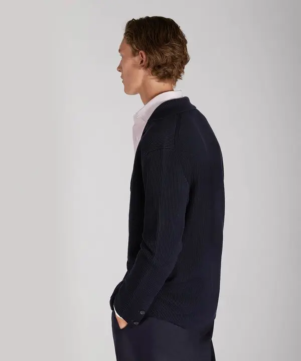 ZANONE Ribbed V-neck Knit Jacket