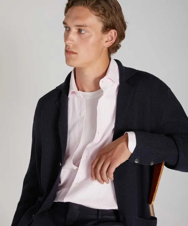 ZANONE Ribbed V-neck Knit Jacket