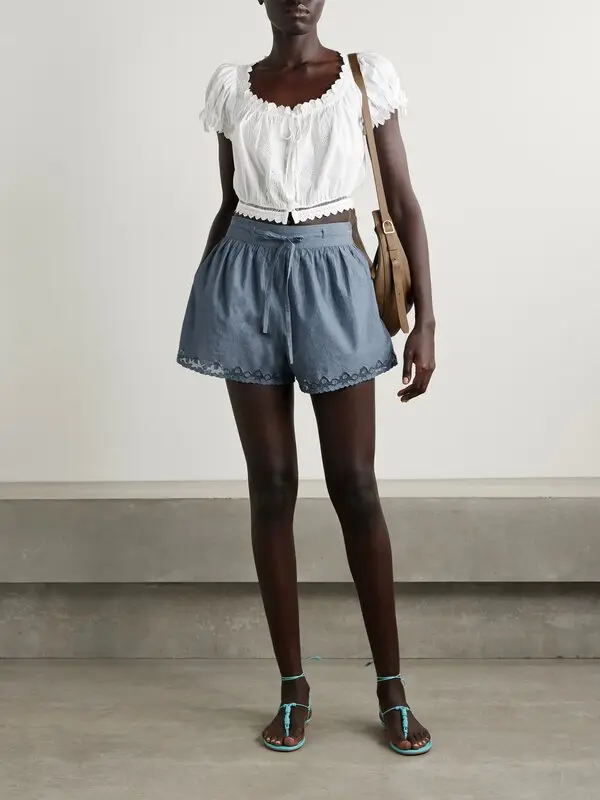Ulla Johnson Elowen Drawstring Shorts - Blue