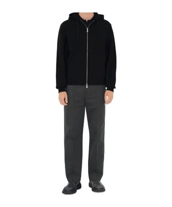 Burberry Logo Print Zip-up Hoodie - Charcoal