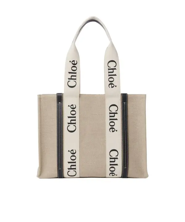 Chloé Woody Logo Strap Shoulder Bag - White And Blue