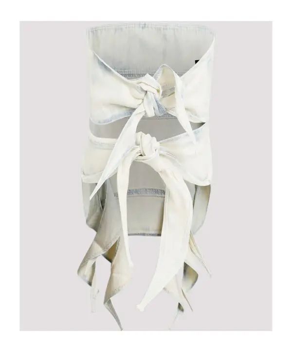 Y/project Strapless Asymmetric Hem Denim Top - White