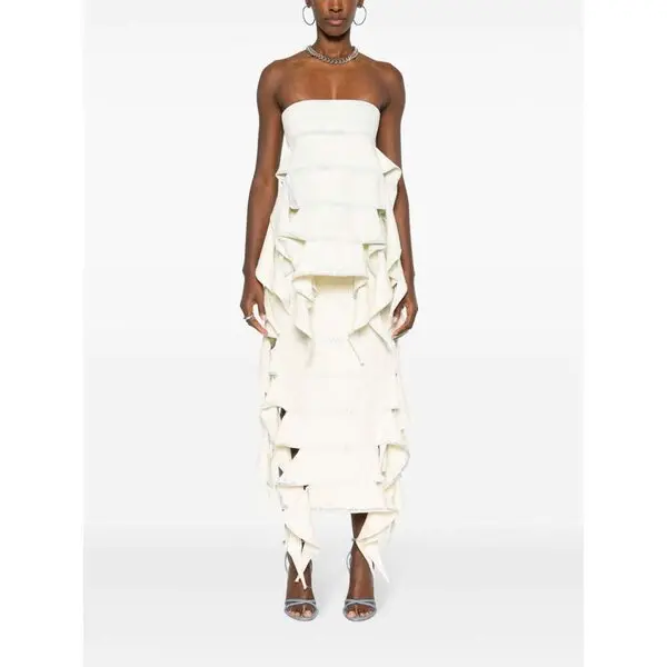 Y/project Strapless Asymmetric Hem Denim Top - White