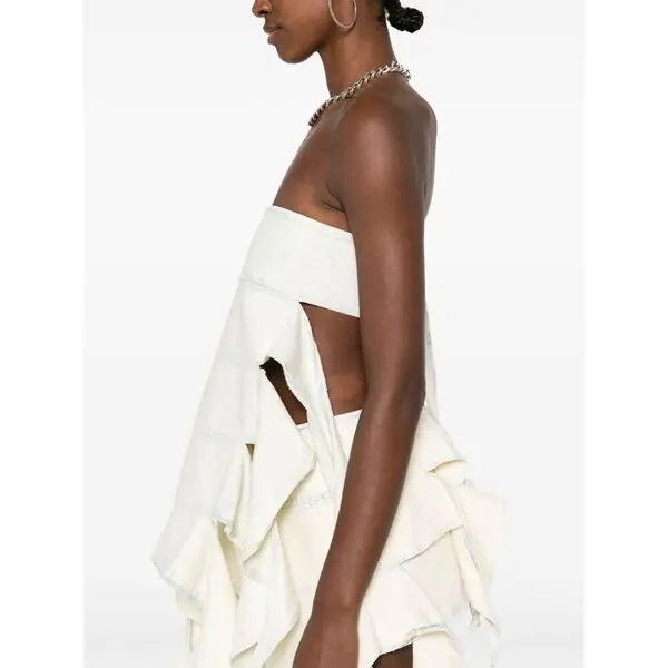 Y/project Strapless Asymmetric Hem Denim Top - White