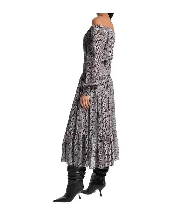 Michael Kors Boatneck Smocked Maxi Dress