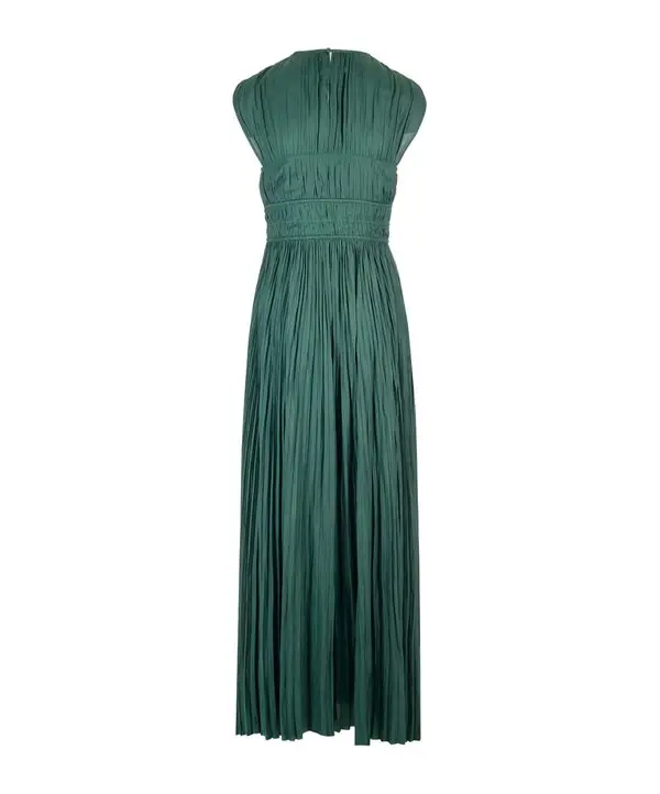Ulla Johnson Round Neck Pleated Maxi Dress