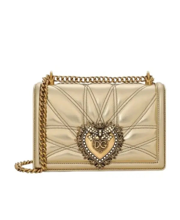 Dolce & Gabbana Medium Quilted Devotion Bag - Nude