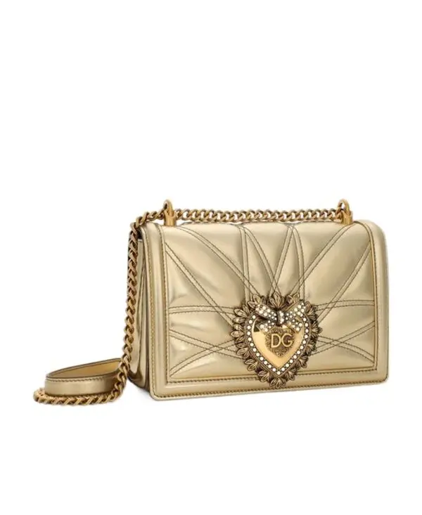 Dolce & Gabbana Medium Quilted Devotion Bag - Nude