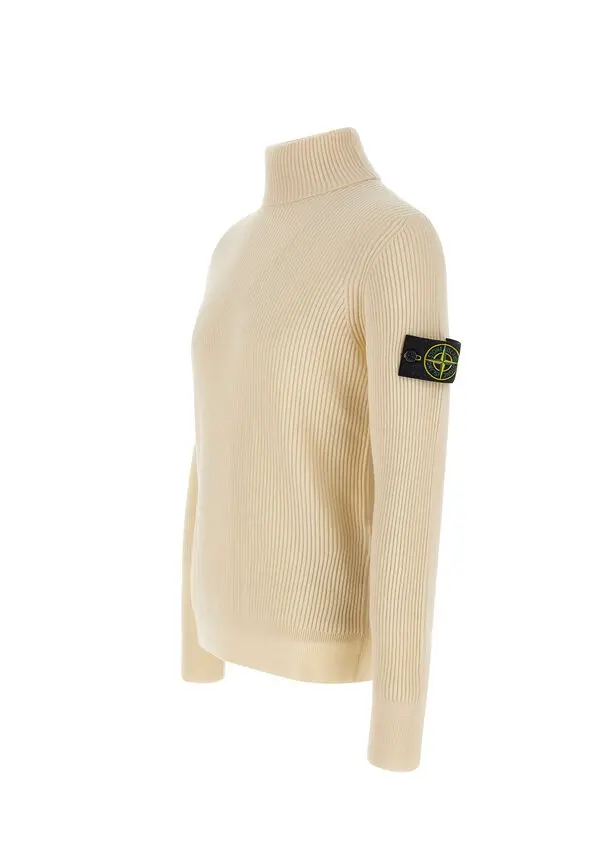 Stone Island Ribbed High-neck Sweater - Ivory