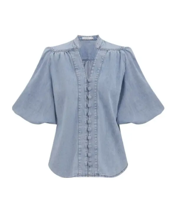 Zimmermann Lucky Denim Blouse - Blue