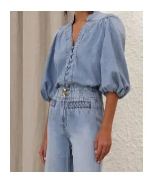 Zimmermann Lucky Denim Blouse - Blue