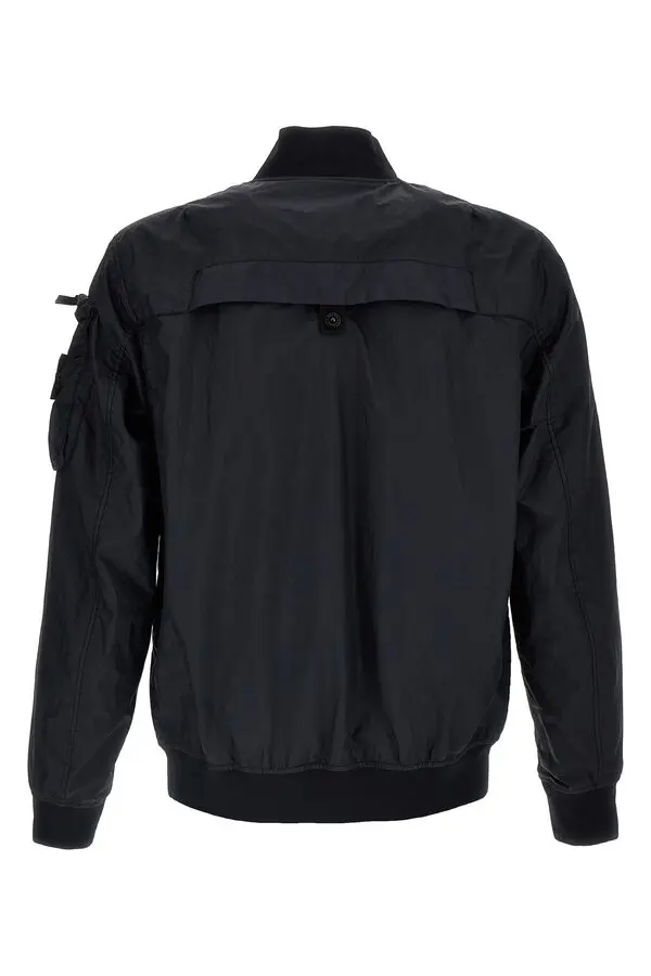 Stone Island Logo Patch Zip-up Bomber Jacket - Blue