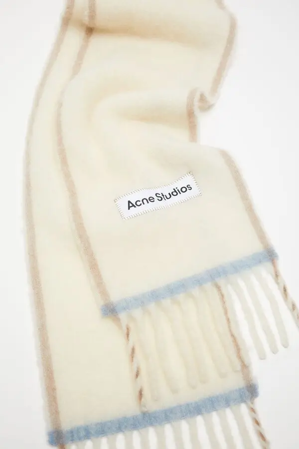 Acne Studios Logo Patch Fringed Edge Scarf