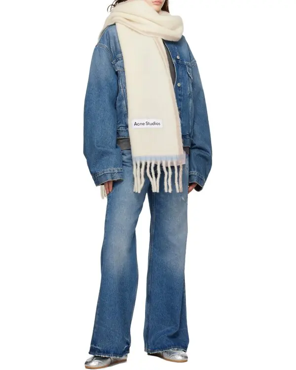 Acne Studios Logo Patch Fringed Edge Scarf