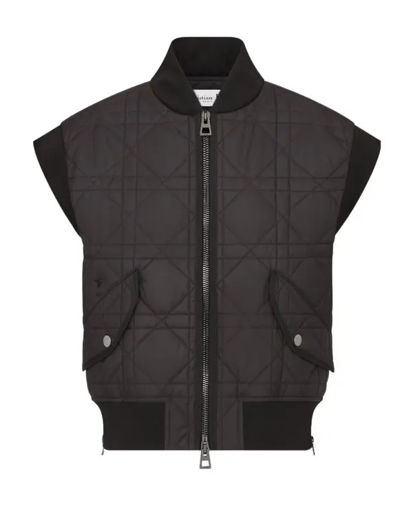 Dior Macro Cannage Quilted Vest - Black