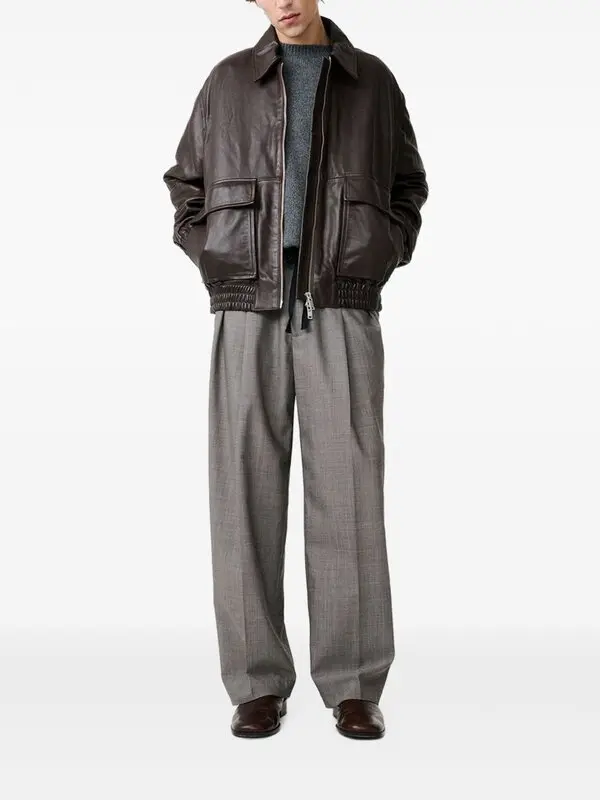 Studio Nicholson Leather Zip-up Jacket - Brown
