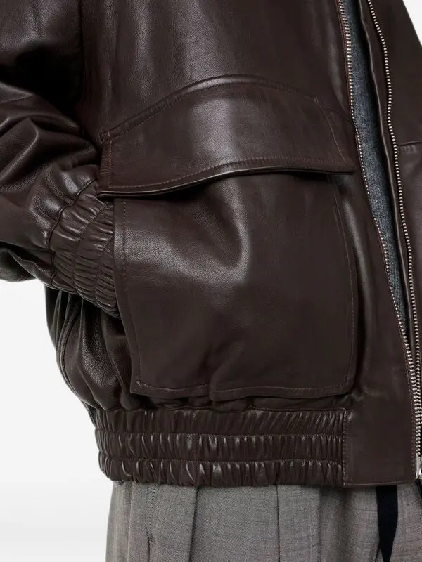 Studio Nicholson Leather Zip-up Jacket - Brown