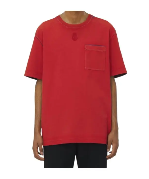 Alexander McQueen Skull Embroidered Two-toned T-shirt - Rust/bordeaux
