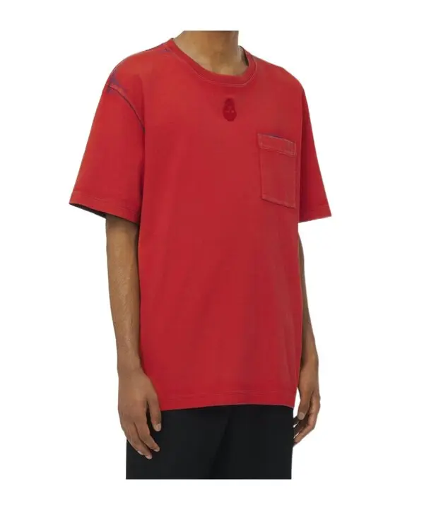 Alexander McQueen Skull Embroidered Two-toned T-shirt - Rust/bordeaux