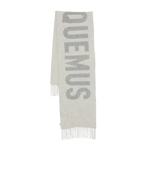 Jacquemus Logo Detailed Fringed Edge Scarf - White
