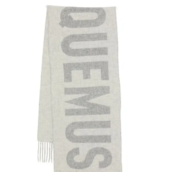 Jacquemus Logo Detailed Fringed Edge Scarf - White