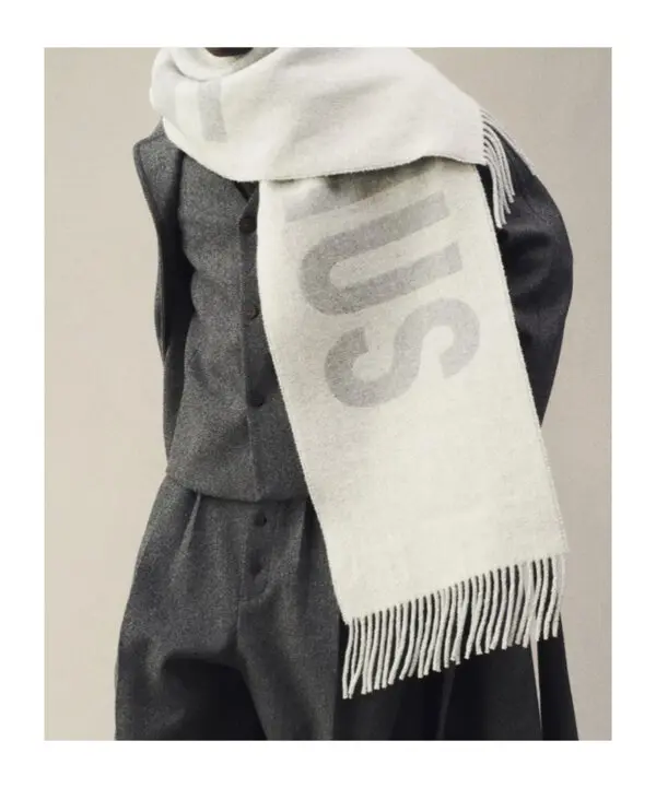 Jacquemus Logo Detailed Fringed Edge Scarf - White