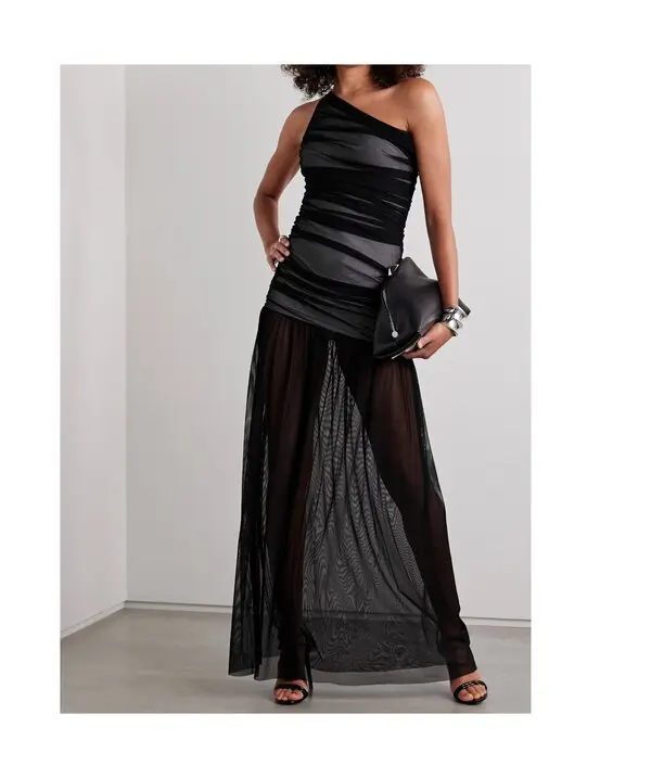 Norma Kamali Diana Pickleball One-shoulder Maxi Dress