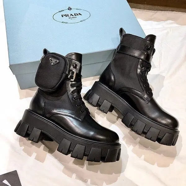 Prada Ankle Wrap Combat Boots