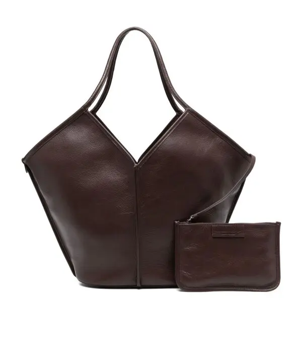 Hereu Calella Distressed Leather Tote Bag - Darkbrown