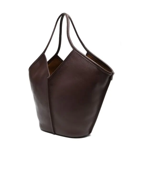 Hereu Calella Distressed Leather Tote Bag - Darkbrown