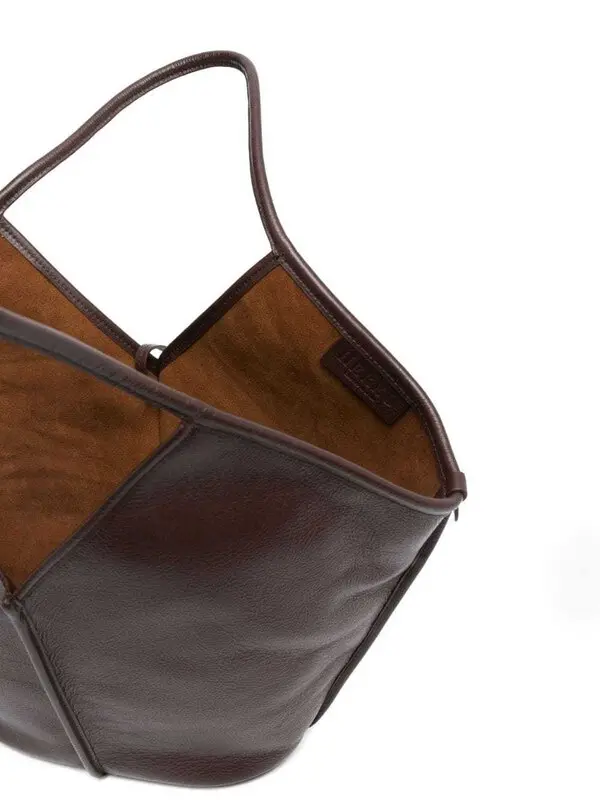 Hereu Calella Distressed Leather Tote Bag - Darkbrown