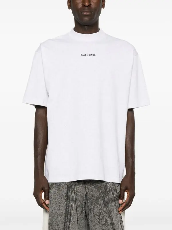 Balenciaga Logo Printed T-shirt - Light Heather Grey