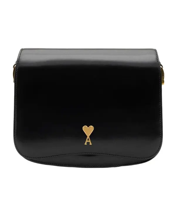 Ami Logo Plaque Shoulder Bag - Black