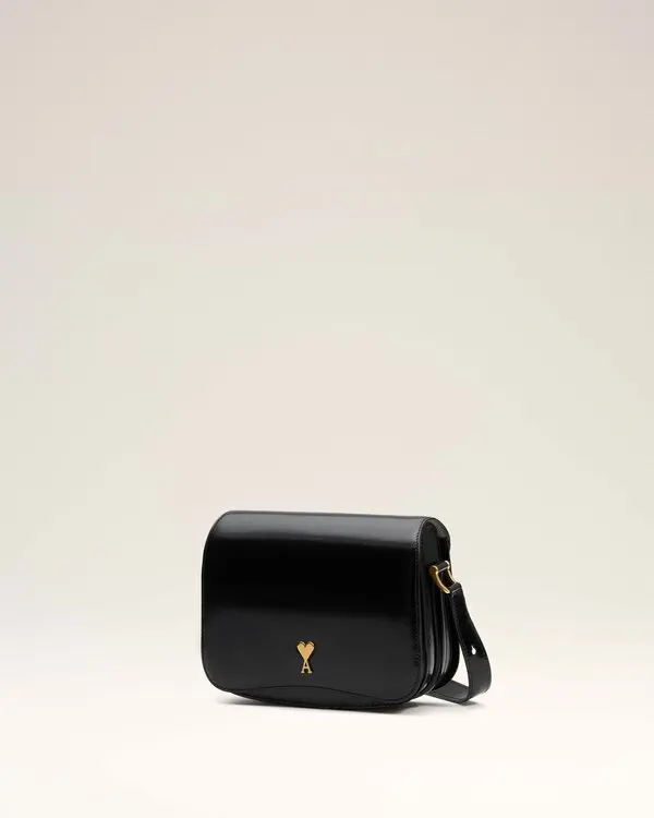 AMI Paris Logo Plaque Shoulder Bag - Black