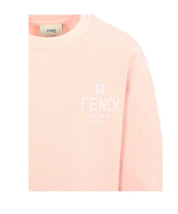 Fendi Logo Embroidered Cotton Sweatshirt - Pink