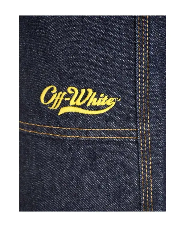 Off-White Logo Embroidered Utility Denim Shorts