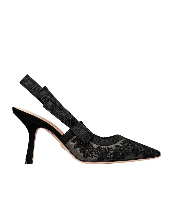 Dior Pointed Toe Slingback Sandals With Bow Detailing