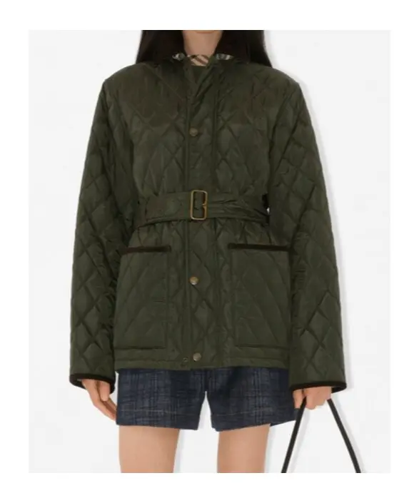 Burberry Belted Waist Quilted Jacket - Shale