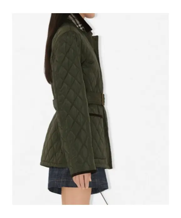 Burberry Belted Waist Quilted Jacket - Shale