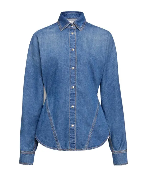 Alaïa Round Denim Shirt - Mineral