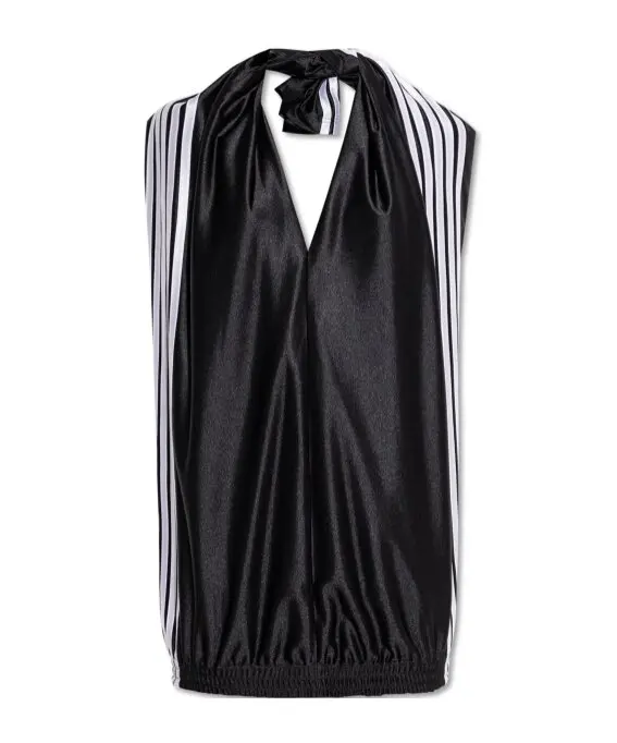 Balenciaga Sleeveless V-neck Mini Dress With Cut-out Back And Stripes