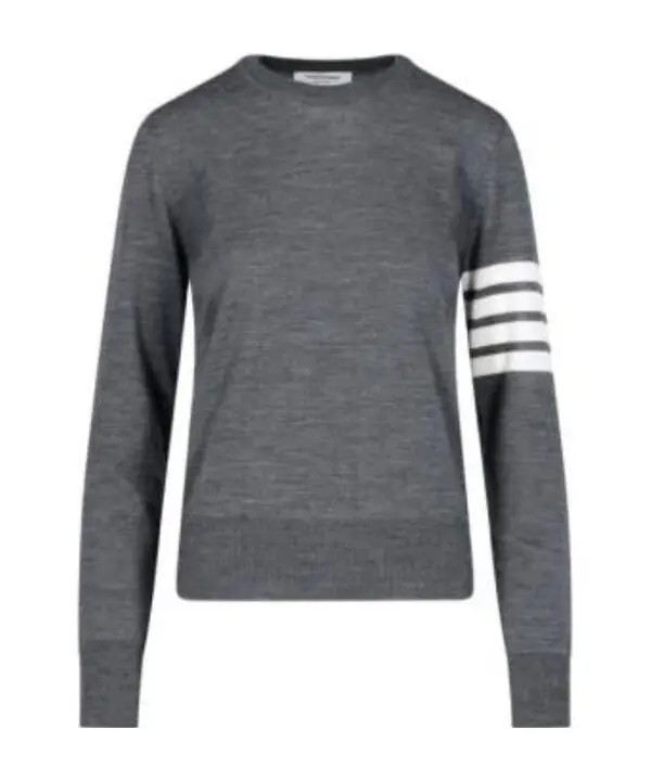 Thom Browne 4-bar Ribbed Crewneck Jumper With Striped Trim