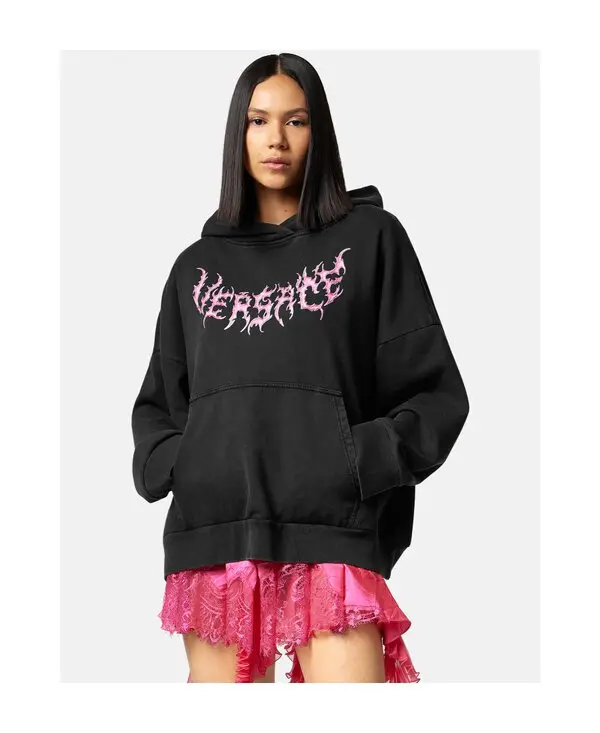 Versace Logo Printed Long Sleeve Hoodie